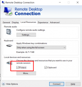 How to enable local Printers in Remote Desktop? - Knowledge Base | Hyonix