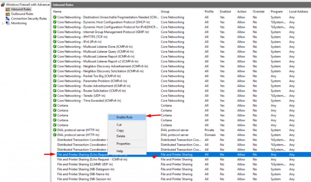 How to Configure the Windows firewall to allow ping?