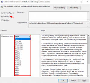 How to setup RDP Sessions Timeout Limits?