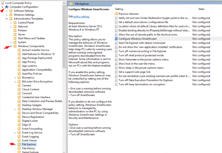 How to disable SmartScreen on Windows 2012 & 2016?