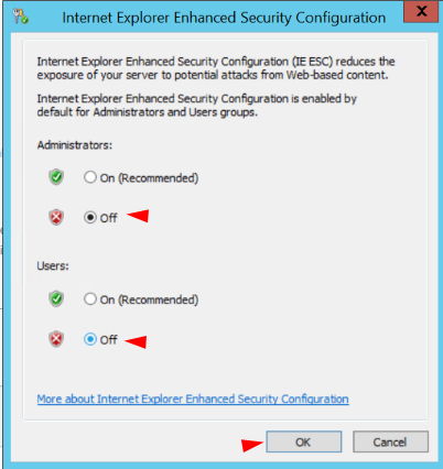 How to disable IE Enhanced Security Configuration on Windows?