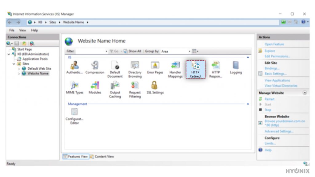 How to set up website redirection from IIS 7 in Windows? - Knowledge Base | Hyonix