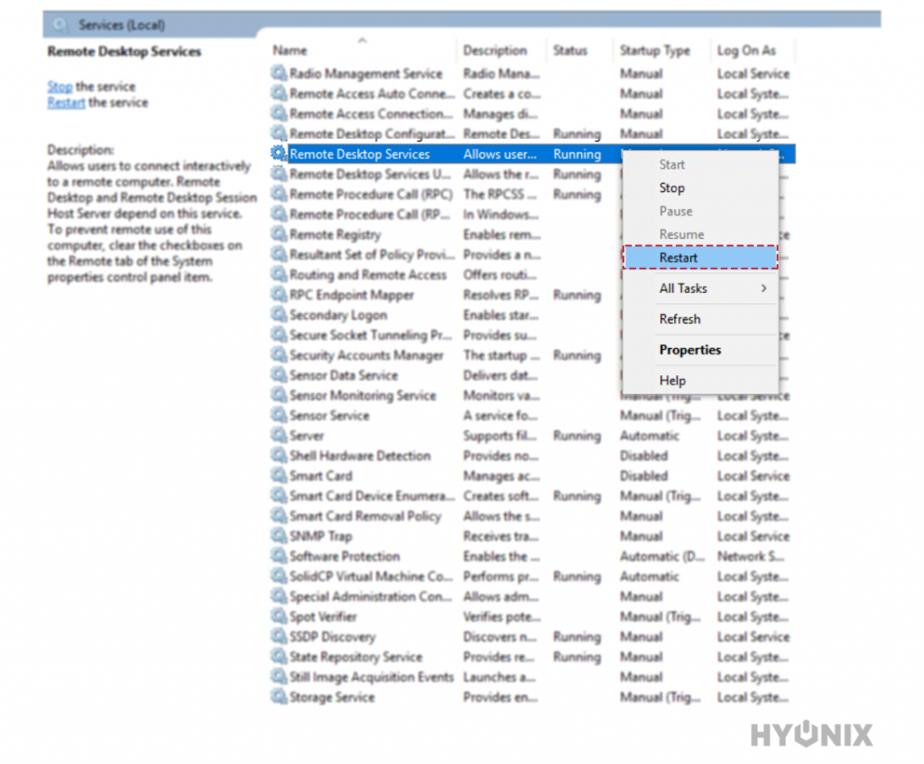 How to restart remote desktop service without rebooting windows server?