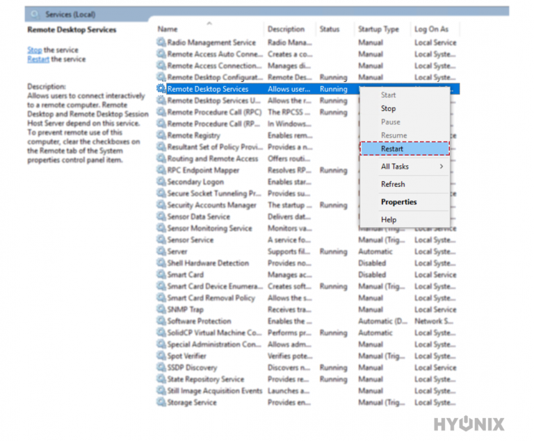How to restart remote desktop service without rebooting windows server?
