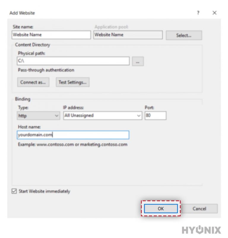 How to add a website in Windows IIS? - Knowledge Base | Hyonix