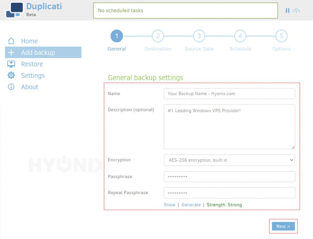 How to backup windows server data with Duplicati 2.0?
