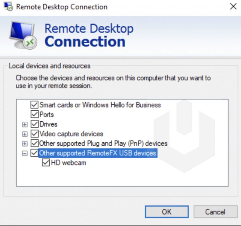 How to configure Remote Desktop Webcam Redirection?