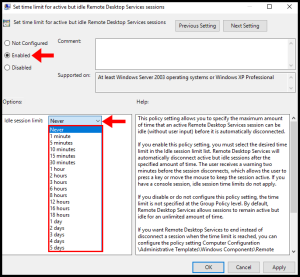 How to setup RDP Sessions Timeout Limit - Knowledge Base | Hyonix