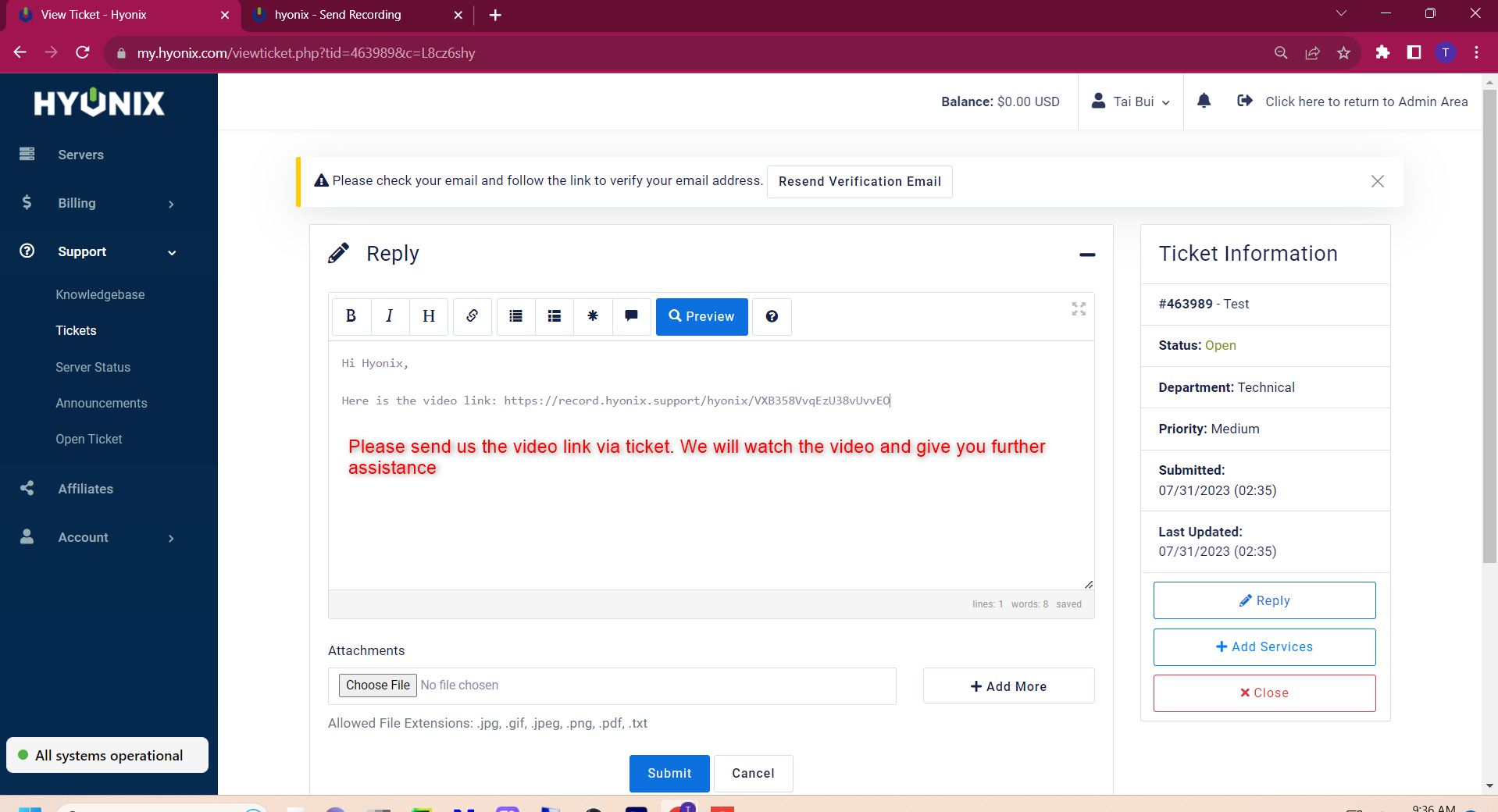 How To Record A Video And Send It To Hyonix Customer Support