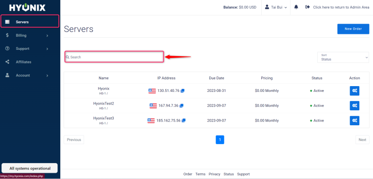 How to search for a server on Hyonix portal - Knowledge Base | Hyonix