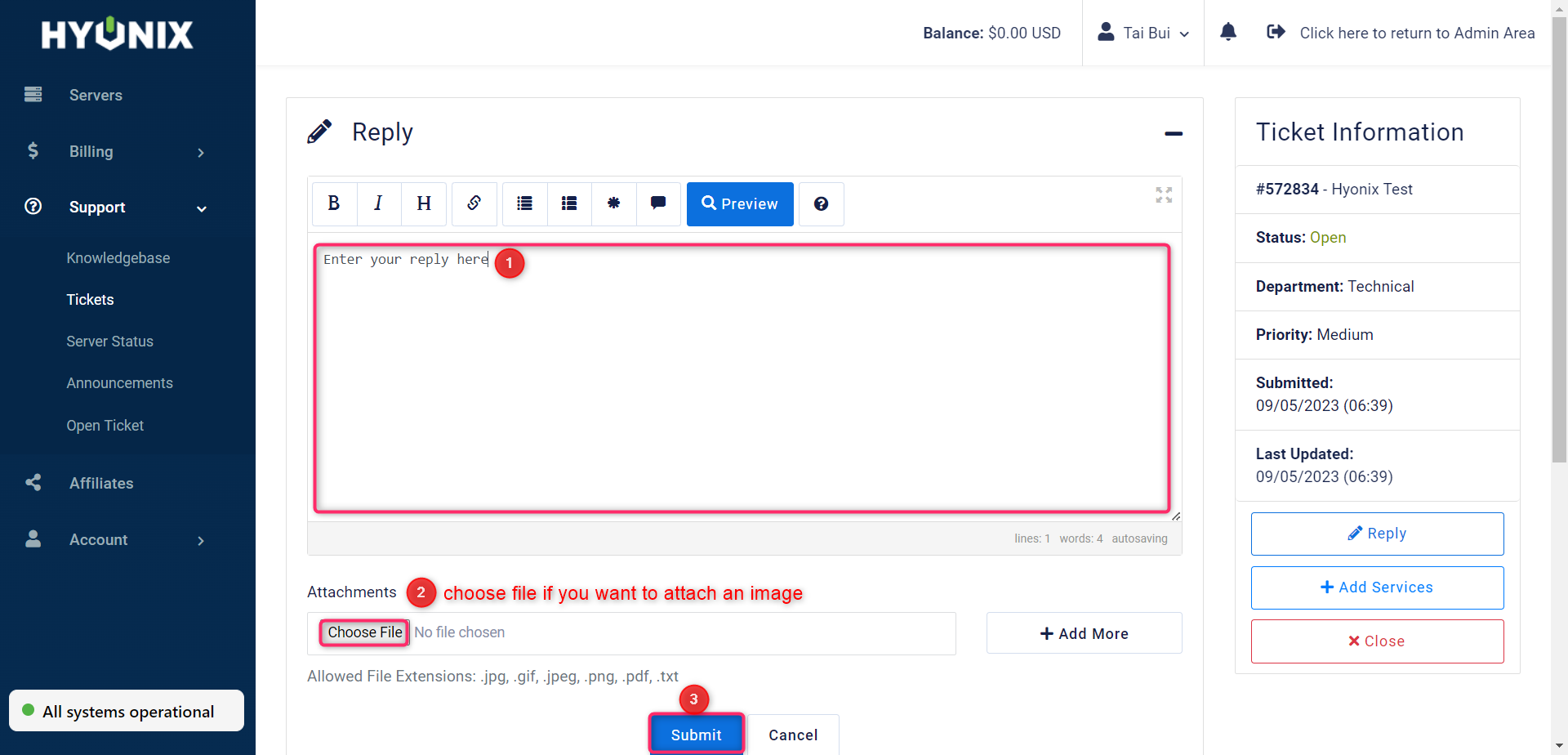 How to reply to a Hyonix’s ticket - Knowledge Base | Hyonix