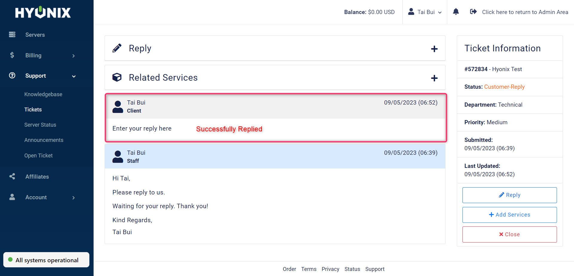 How to reply to a Hyonix’s ticket - Knowledge Base | Hyonix