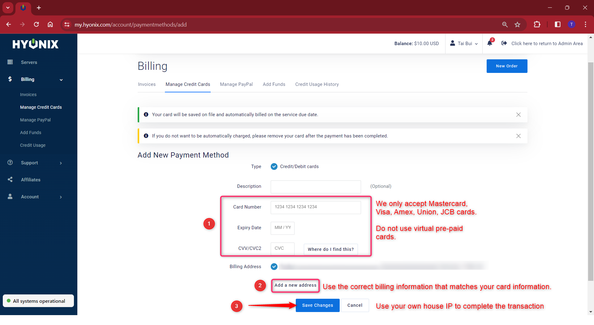 How to set up auto-renewal via Credit/Debit card - Knowledge Base | Hyonix