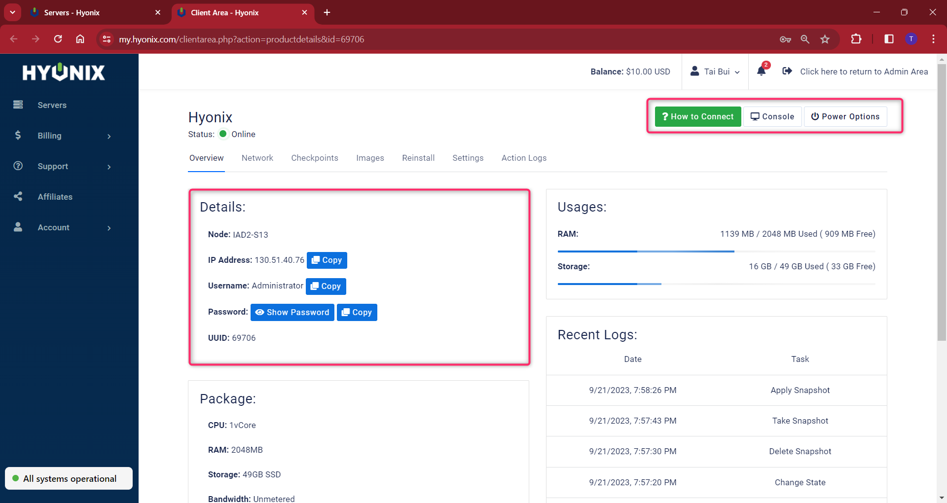 How to Find VPS Details in Hyonix Portal - Knowledge Base | Hyonix