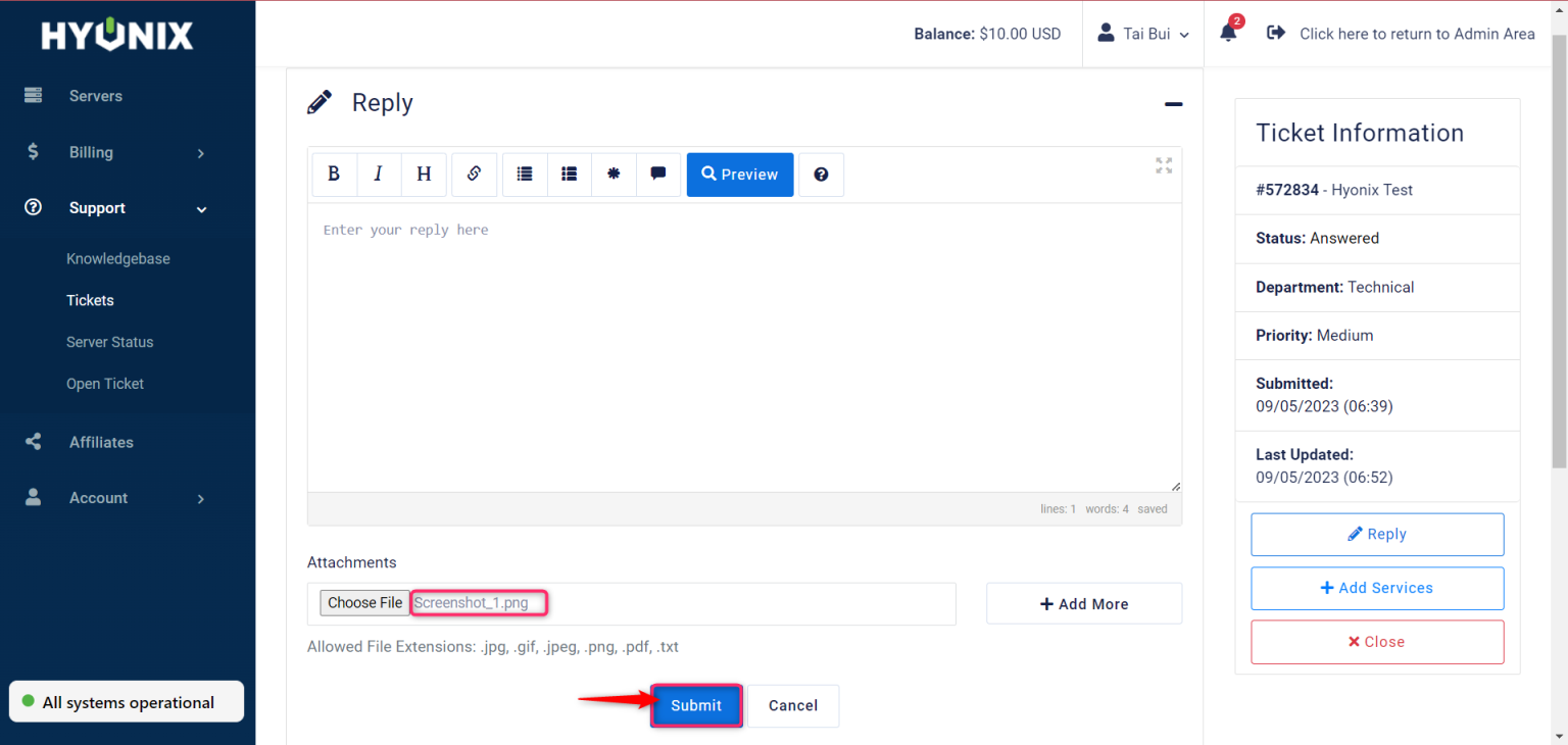 How to attach a screenshot when replying to a ticket - Knowledge Base | Hyonix
