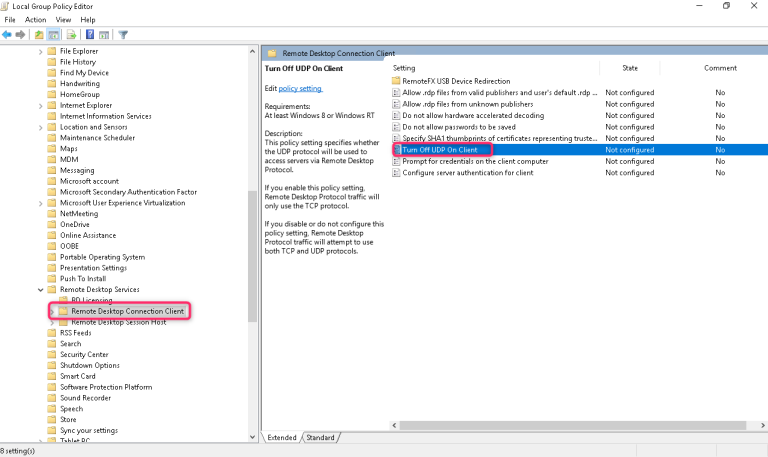 How to disable/enable UDP via Local Group Policy Editor - Knowledge Base | Hyonix