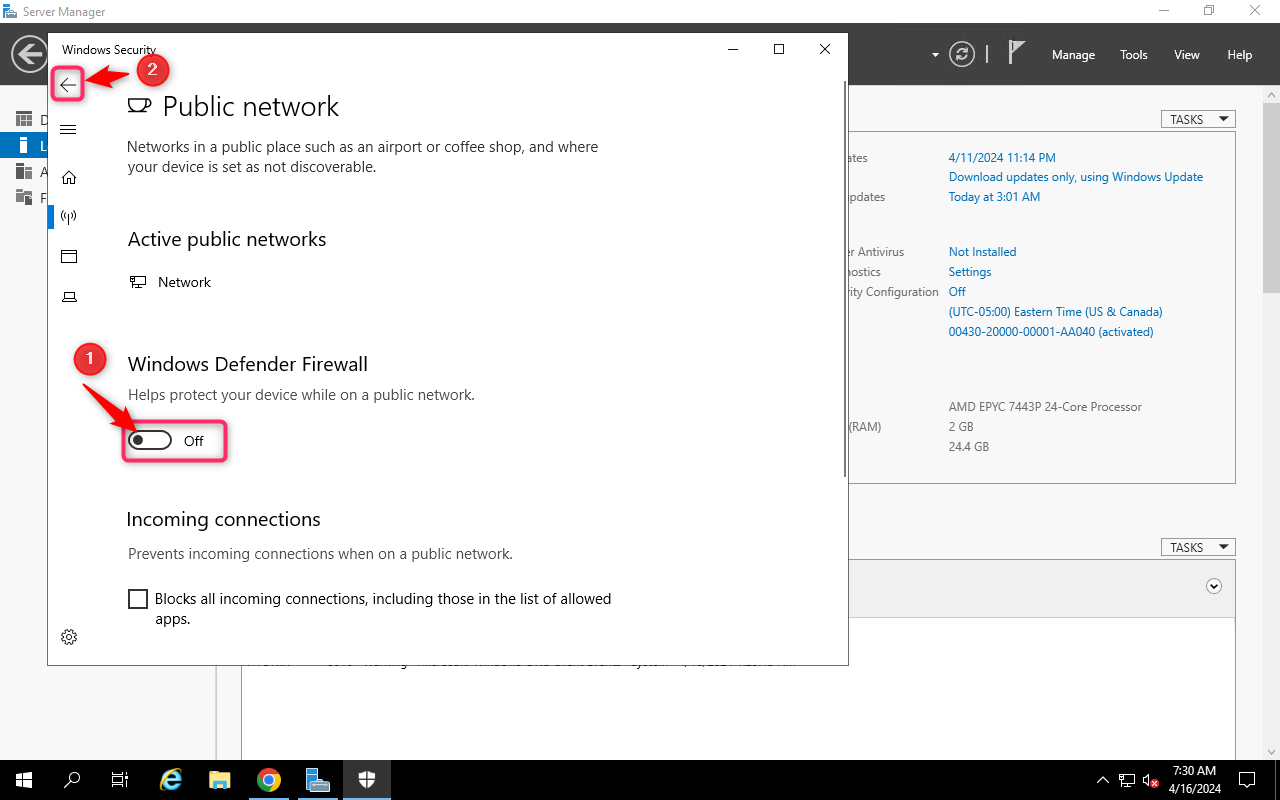 How To Disableenable Firewall In Windows Server Knowledge Base Hyonix