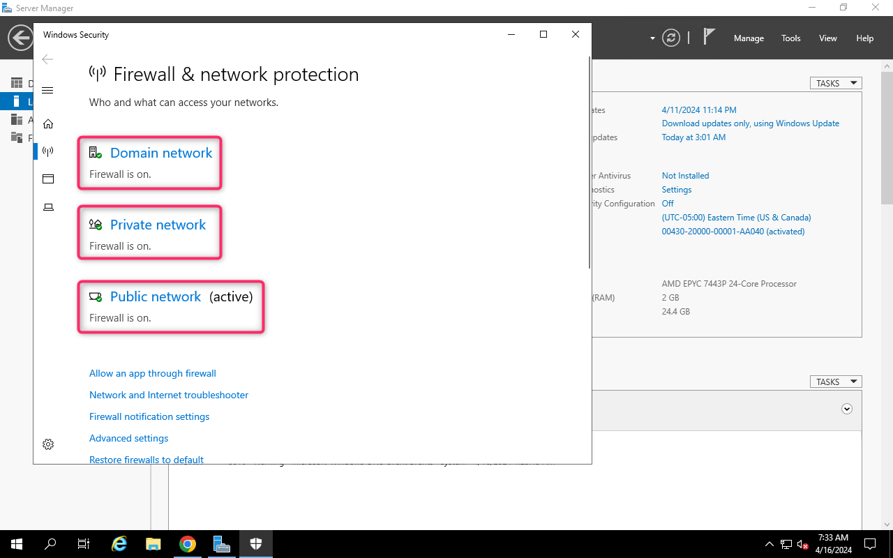 How to disable/enable Firewall in Windows Server - Knowledge Base | Hyonix
