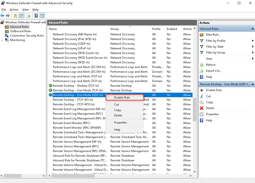 How to disable/enable UDP via Firewall Setting - Knowledge Base | Hyonix